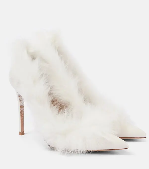 GIANVITO ROSSI Jenny Shearling-trimmed Pumps - White