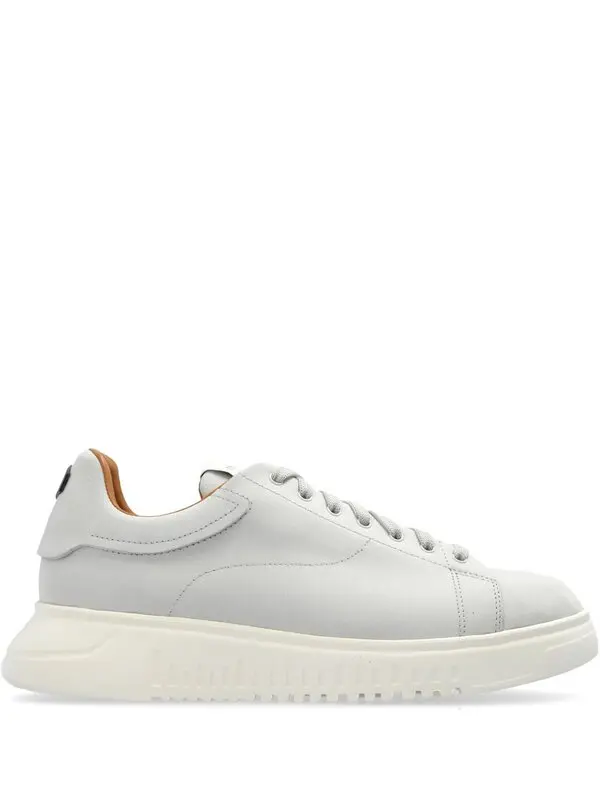 Emporio Armani Leather Lace-up Sneakers - Grey