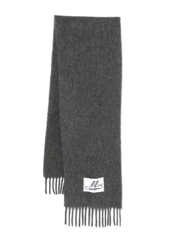 Marni Logo-patch Scarf - Grey