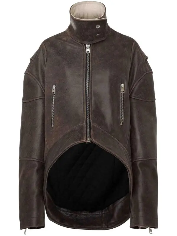 JW Anderson High-neck Leather Jacket - Brown