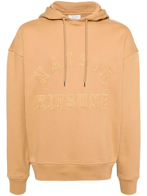Maison Kitsuné Logo-embroidered Cotton Hoodie - Brown