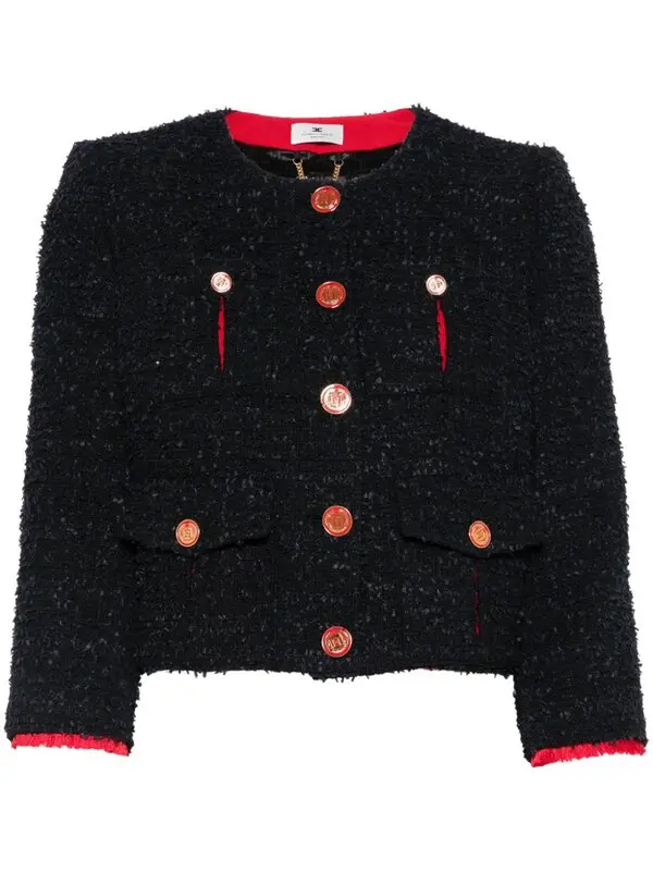 Elisabetta Franchi Cropped Tweed Jacket