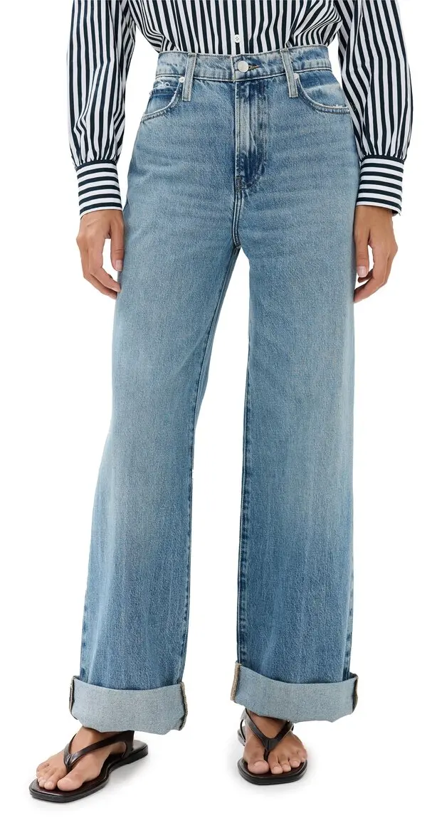 FRAME Le Jane Wide Leg Cuffed Jeans
