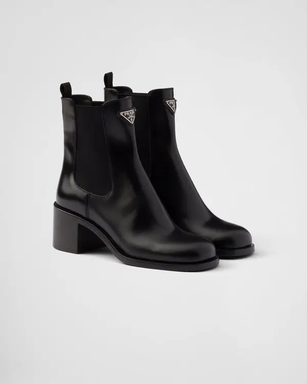 Prada Brushed Leather Chelsea Boots