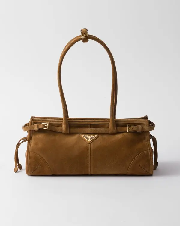 Prada Bonnie Medium Suede Handbag - Cinnamon