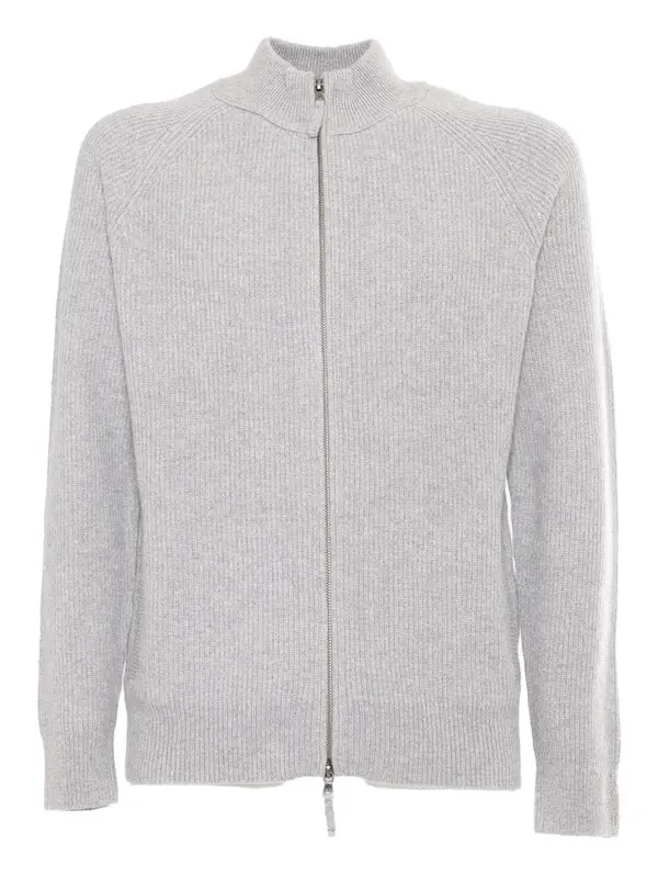 BALLANTYNE Full Zip Cashmere Cardigan - Gray