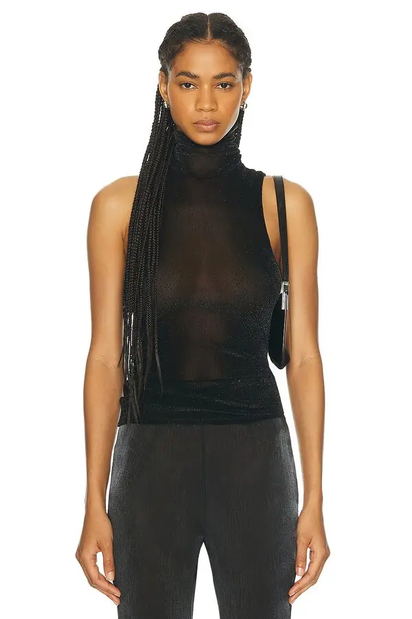 PRISCAVERA Turtleneck Racerback Tank Top