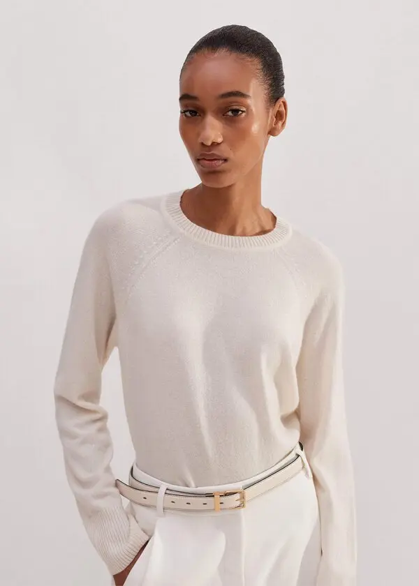 ME+EM Lightweight Cashmere Raglan Jumper - Cream