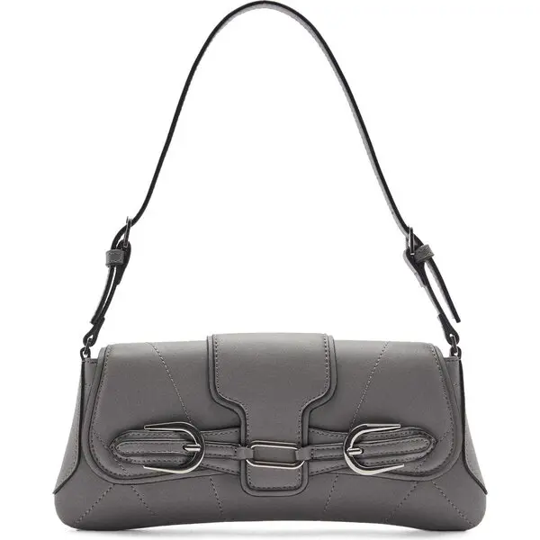 Mango Faux Leather Shoulder Bag - Grey