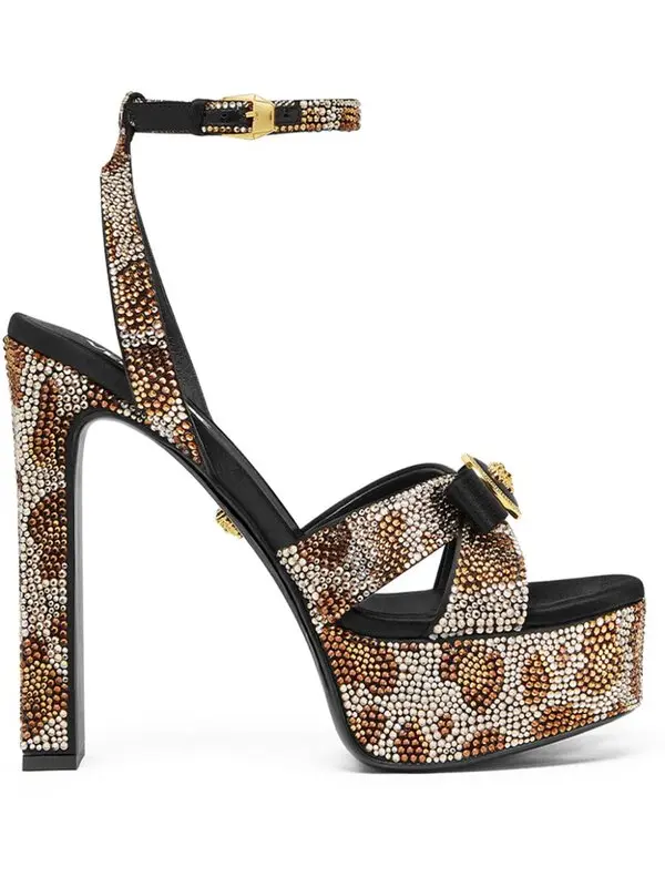 Versace 140mm Crystal-embellished Leopard Sandals