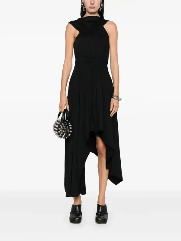 alexander mcqueen asymmetric dress Alexander Mc Queen Asymmetric Draped Midi Dress – Balardi main image 1