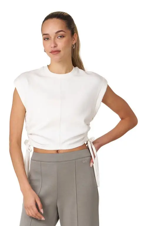 REBODY Scuba Knit Shirring Top - White