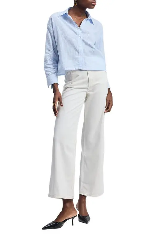 REISTOR Crop Button Down Shirt - Linear Rhythm