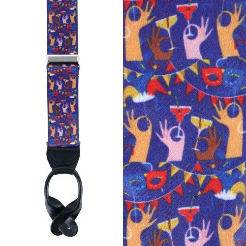 Trafalgar Toast The Night Away Silk Suspenders - Multiple