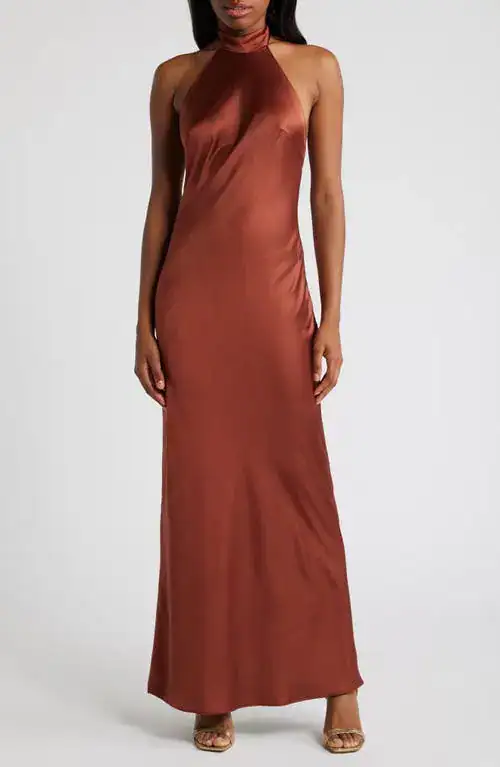 Lulus Love In Your Life Satin Cocktail Dress In Copper Brown - 75% Off |  Editorialist