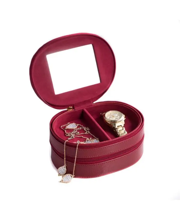 BEY-BERK Lizard 2 Level Jewelry Case With Mirror