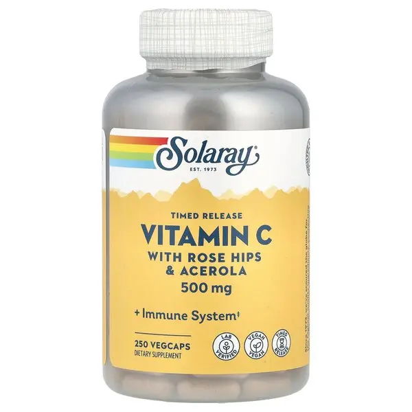 SOLARAY Timed Release Vitamin C With Rose Hips & Acerola 500 Mg 250 Vegcaps