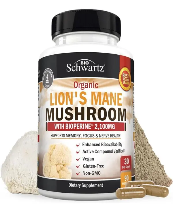 BIOSCHWARTZ Organic Lions Mane Mushroom Supplement
