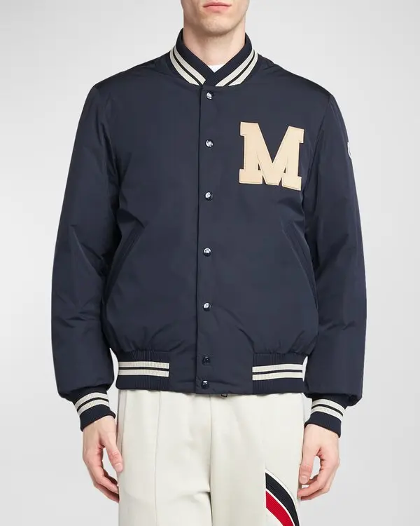 Moncler Lateltin Padded Varsity Bomber Jacket - Dark Blue