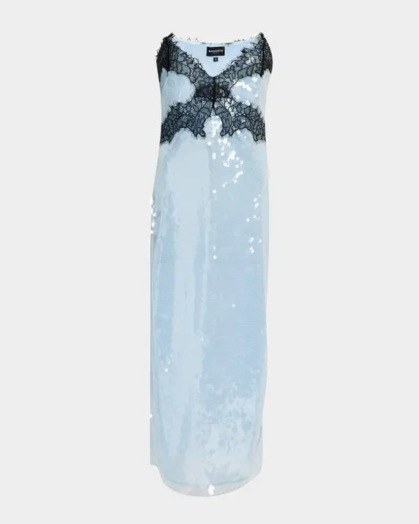 Retrofete Ellen Sequin Midi Dress - Ice Blue