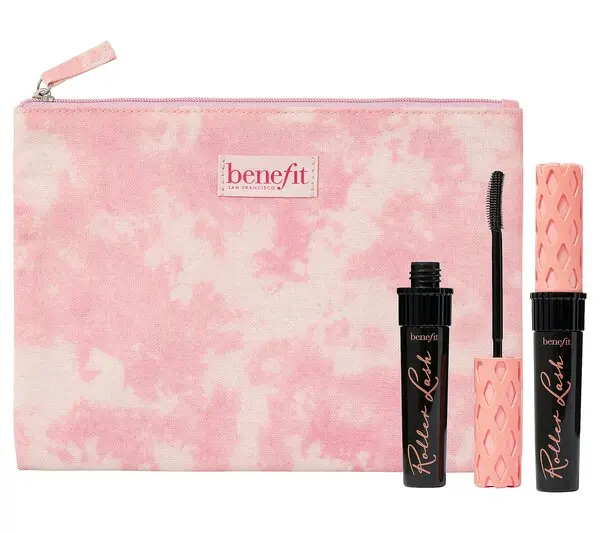 BENEFIT COSMETICS Roller Lash Curling Mascara Duo And Tie -dye Bag Set