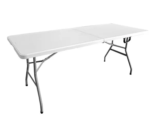 TECHNI MOBILI Techni Home 6' Granite White Folding Table W/ea Sy-carry Handle