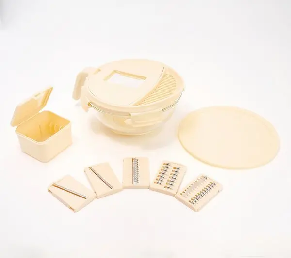 GENICOOK As Is Multifunction Slice & Grate W/ Glass Bowl
