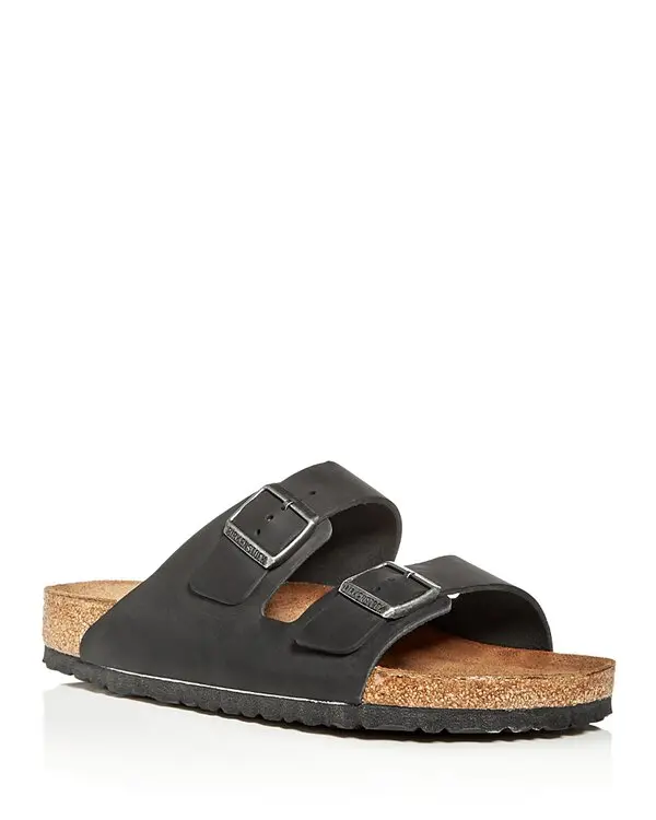 BIRKENSTOCK Arizona Leather Slide Sandals - Black
