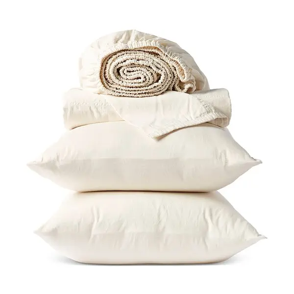 COYUCHI Cloud Soft 4 Piece Sateen Sheet Set, Full - Undyed