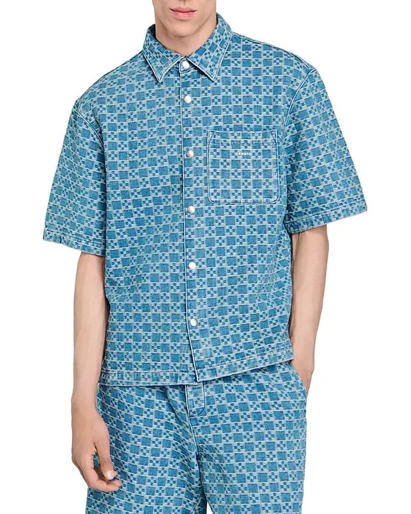 Sandro Cross Denim Shirt - Sky Blue