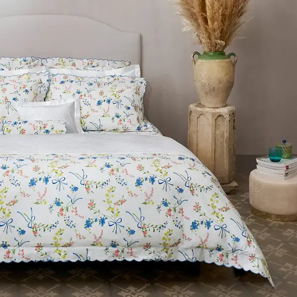 PRATESI Vivaio Fitted Sheet, King - White/medium Blue