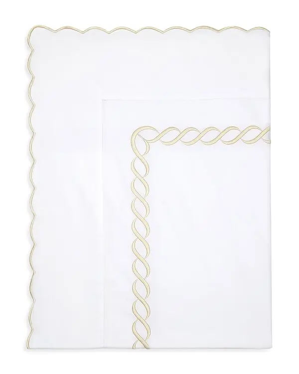 PRATESI Treccia Flat Sheet, Twin - White/beige