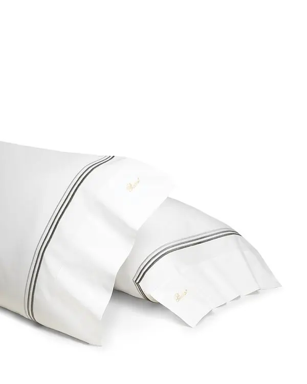 PRATESI Tre Righe Ombre Standard Pillowcase Set - White/charcoal