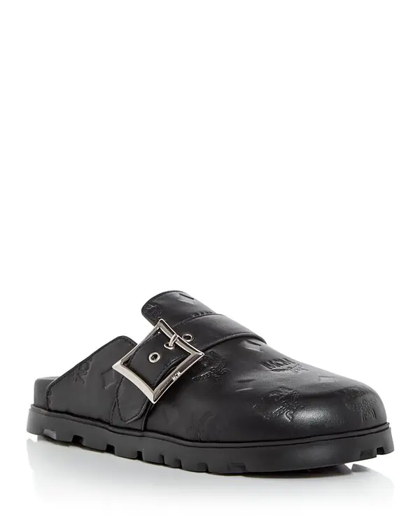 Mcm Monogram Leather Mules