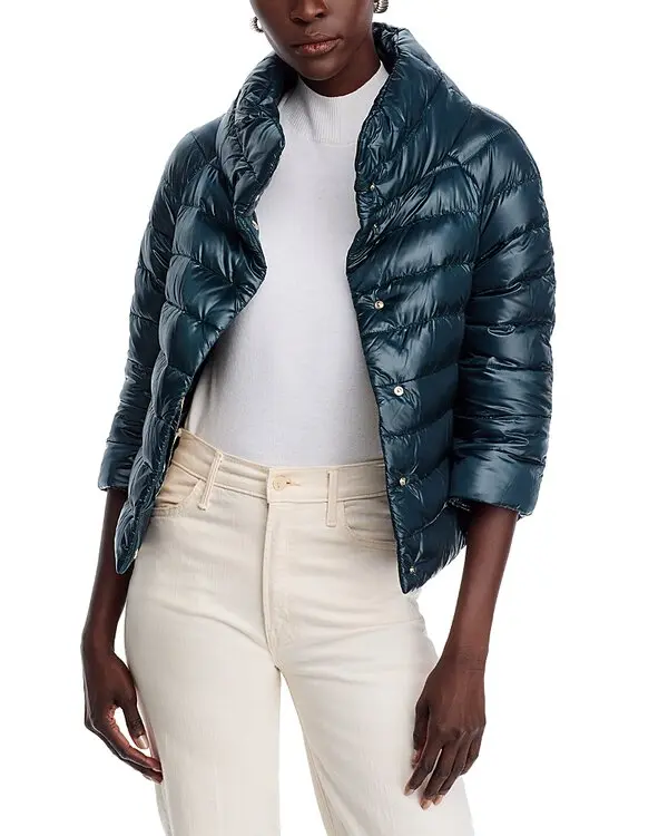 Herno Iconico Sofia Ultralight Bolero Coat - Jade