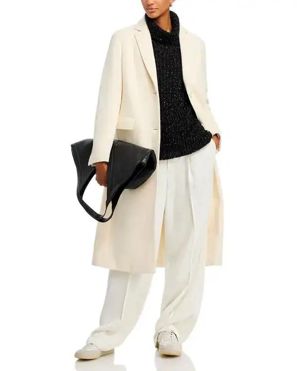 Herno Single-Breasted Wool Coat In White 80% Off Editorialist - Main Image