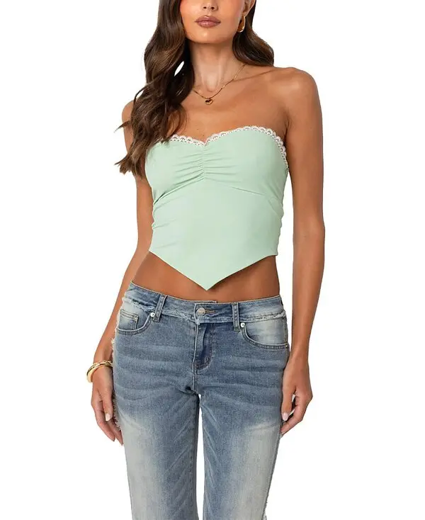 EDIKTED Cinched Strapless Triangle Top - Mint