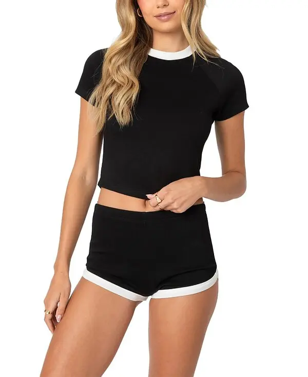 EDIKTED Elana Contrast Raglan Top