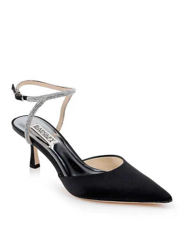 Badgley Mischka Autumn Embellished Pumps - Black Satin