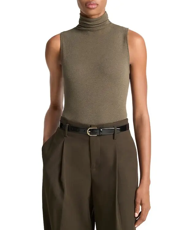 Vince Sleeveless Turtleneck Top - Heather Cypress
