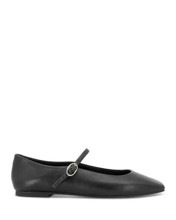 KENNETH COLE Jasper Buckled Flats - Black Leather