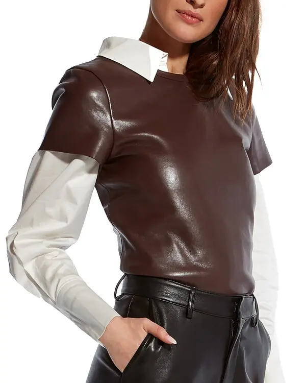 AS By DF Recycled Leather Tee - Mahogany
