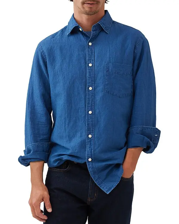 Rodd & Gunn Clifton Slim Fit Button Front Shirt - Mid Blue