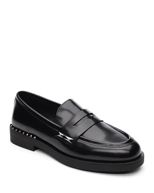Ash Whisper Studded Loafer Flats - Black