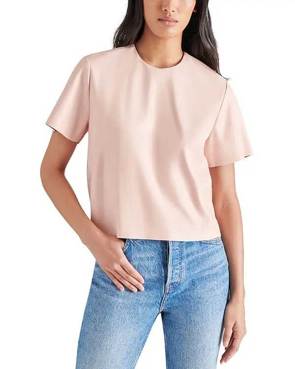 Steve Madden Ezra Faux Leather Top - Ash Rose