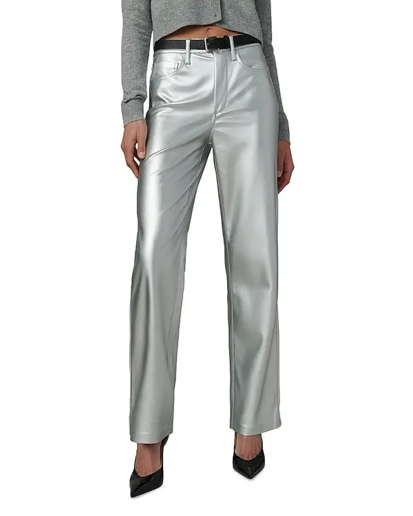 Joe's Jeans The Margot Faux Leather Straight Jeans - Plated Silver