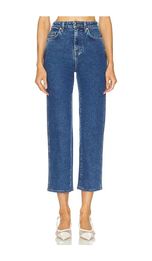 L'academie Elodie High Rise Crop Jeans - Medium Blue