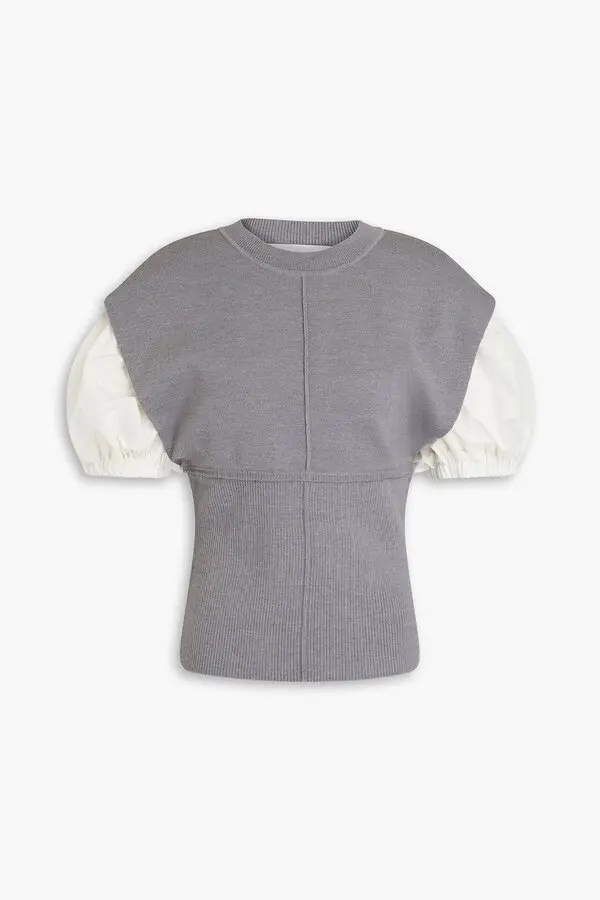 3.1 Phillip Lim Poplin-paneled Ribbed Top