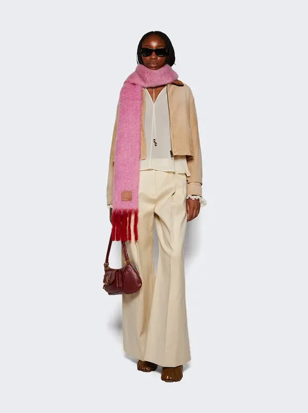 Loewe Mohair And Wool Scarf - Pink And Red