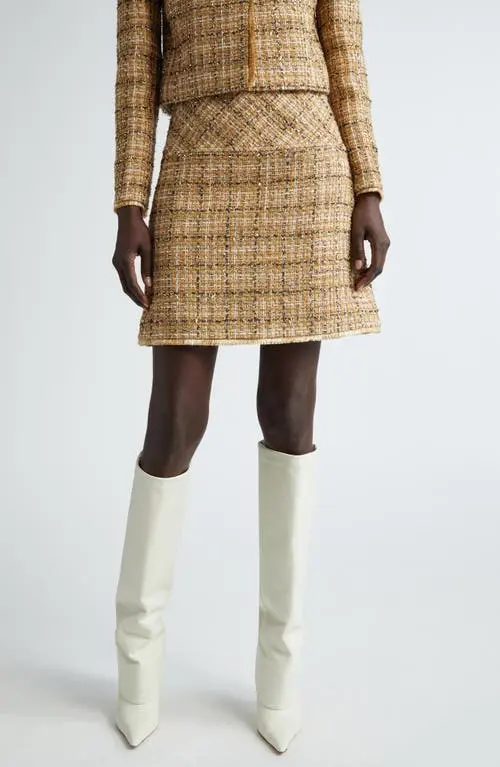 St. John Multiyarn Metallic Tweed A-line Skirt